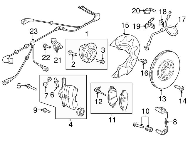 Genuine VW/Audi 5G0927903AL ABS Wheel Speed Sensor Wire Harness; Front ...