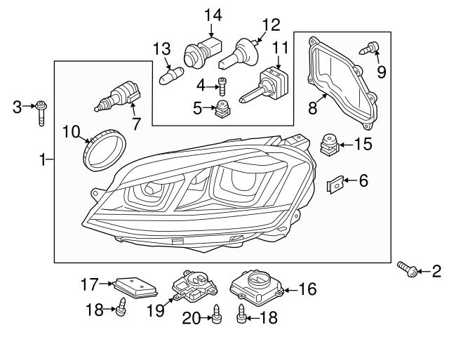 Genuine VW/Audi 5G0941754B Headlight Assembly; Right - VW | VW5G0941754B