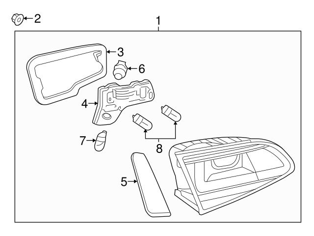 Genuine VW/Audi 5G0945260 Back Up Lamp Socket; Right - VW | VW5G0945260