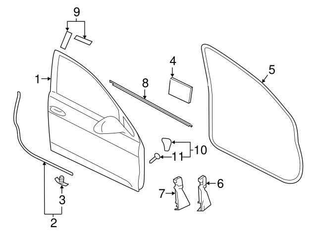 Genuine VW/Audi 5GM837652A Door Seal; Right - VW | 5GM837652 VW5GM837652A