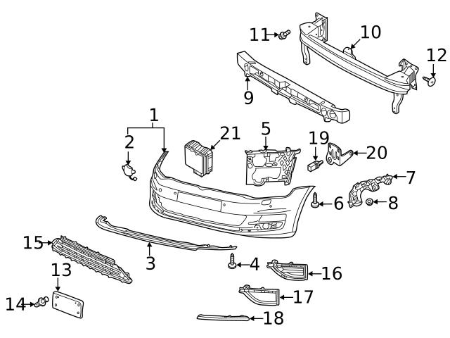 Genuine VW/Audi 5GM853666F9B9 Grille Trim Ring; Right Upper - VW ...