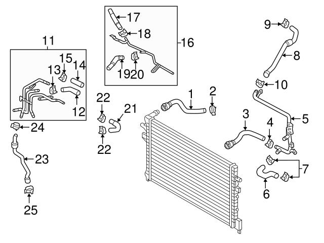 Genuine VW/Audi 5K0122101N Radiator Coolant Hose; Right, Left - VW ...