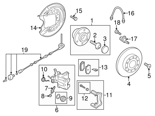 Genuine VW/Audi 5K0698671C Brake Caliper Repair Kit; Left, Right, Rear ...
