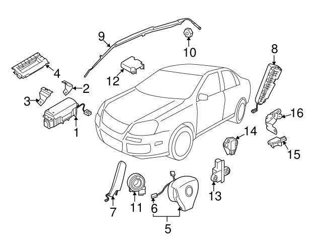 Genuine VW/Audi 5K0959351 Impact Sensor; Left Rear, Right Rear - VW ...