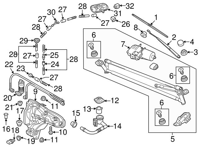 Genuine VW/Audi 5M0955986C9B9 Windshield Washer Nozzle; Front Left or ...