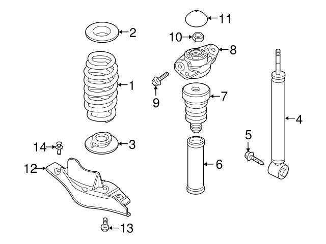 Genuine VW/Audi 5N0513049AC Shock Absorber; Left, Right, Rear SKU ...