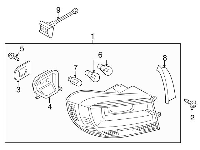 Genuine VW/Audi 5N0945258D Tail Lamp Socket; Right Outer - VW ...