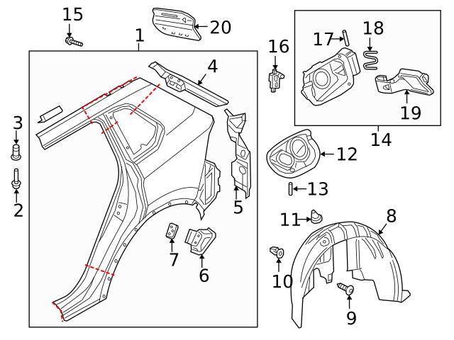 Genuine VW/Audi 5NA809933B Fuel Filler Housing; Left, Right - VW ...