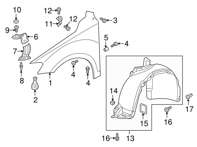 Genuine VW/Audi 5NA821135C Fender Bracket; Left Lower - VW | VW5NA821135C