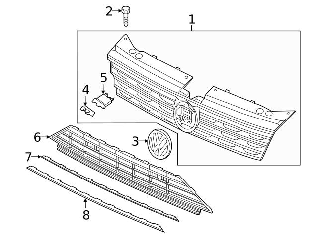 Genuine VW/Audi 5NN853101A041 Grille Molding; Upper - VW | VW5NN853101A041
