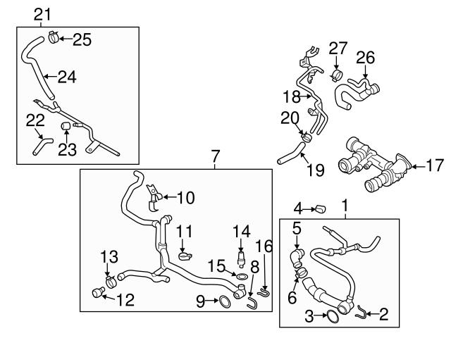 Genuine VW/Audi 5Q0121619A Radiator Coolant Hose Adapter; Upper - Audi ...