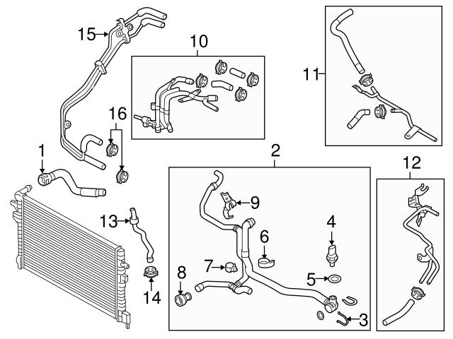 Genuine VW/Audi 5Q0122073R HVAC Heater Hose Connector Tech Tray; Rear ...