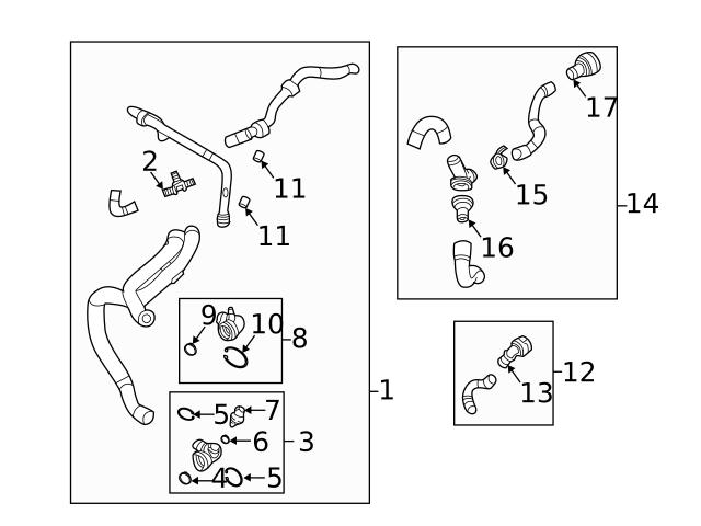 Genuine VW/Audi 5Q0122291AK Radiator Coolant Hose Seal; Left - VW ...