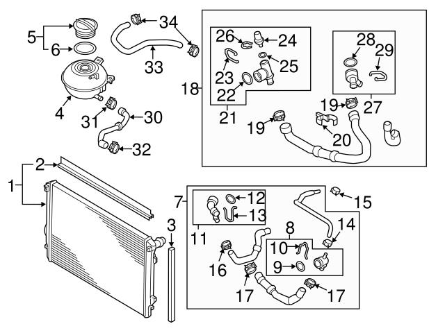 Genuine VW/Audi 5Q0122291K Radiator Coolant Hose Adapter; Lower, Right ...