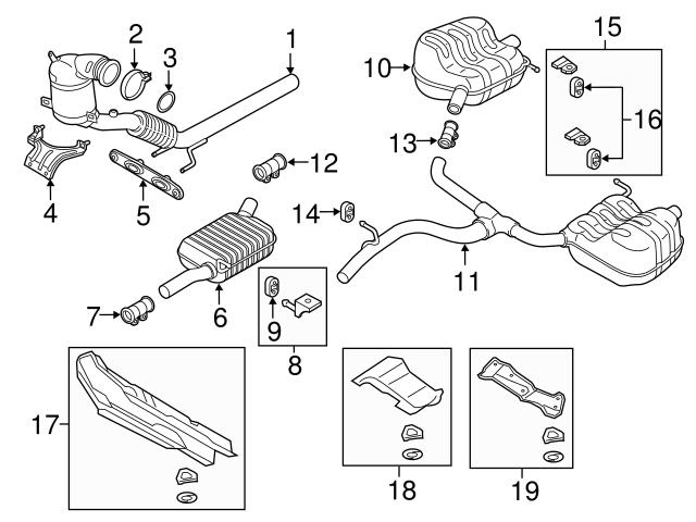 Genuine VW/Audi 5Q0253144N Exhaust System Hanger Bracket; Left Rear ...