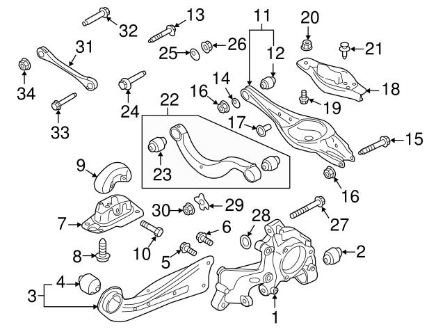 Genuine VW/Audi 5Q0501529C Control Arm; Left, Right, Rear Lower Forward ...
