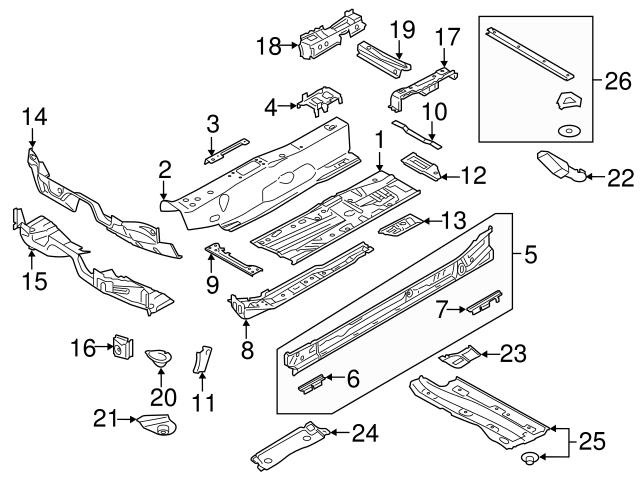 Genuine VW/Audi 5Q0804421B Floor Pan Reinforcement Bracket; Front, Rear ...