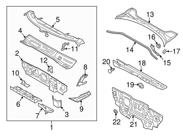 Genuine VW/Audi 5Q0804911 Cowl Reinforcement Bracket; Left - Audi, VW ...