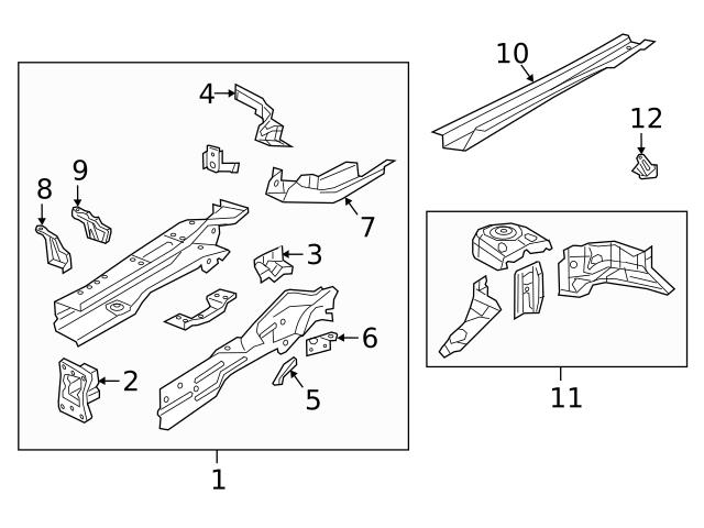 Genuine VW/Audi 5QA805453 Frame Side Member Reinforcement; Left Upper ...