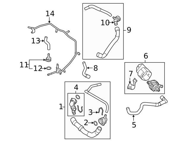 Genuine VW/Audi 5QF122157F Heater Hose; Left - Audi | AU5QF122157F