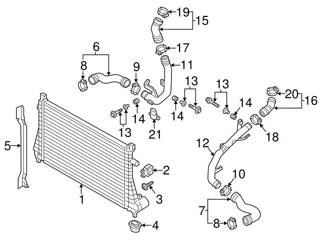 Genuine VW/Audi 6C0145770A Turbocharger Intercooler Pipe; Right - Audi ...