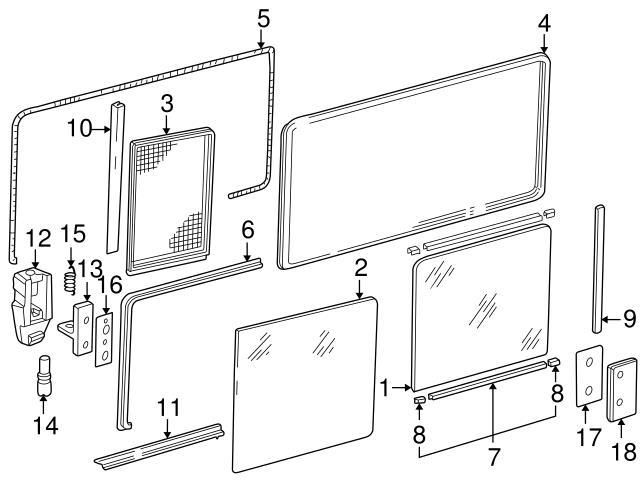 Genuine VW/Audi 701845301B Side Panel Glass; Rear - VW | VW701845301B