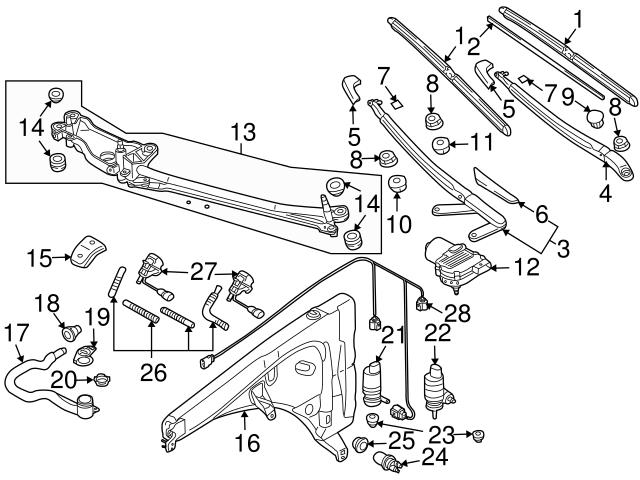 Genuine VW/Audi 7L0955119M Windshield Wiper Motor; Front - VW ...