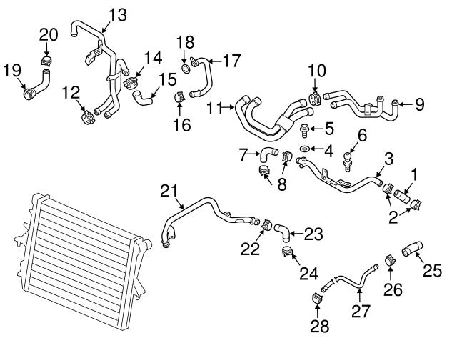 Genuine VW/Audi 7L6121065BA Coolant Pipe - Audi, VW | VW7L6121065BA