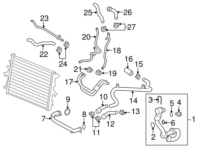 Genuine VW/Audi 7L6121157J Coolant Hose - VW | VW7L6121157J