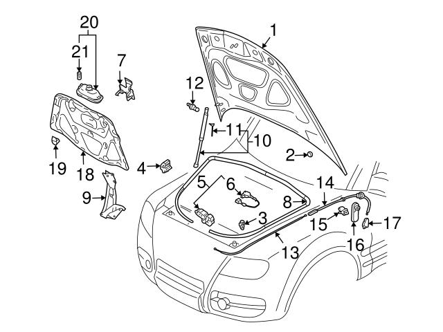 Genuine VW/Audi 7L6823531 Hood Release Cable; Front Forward Front - VW ...