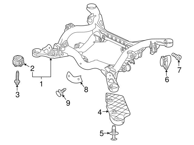 Genuine VW/Audi 7L8599035C Suspension Crossmember Insulator; Left Rear ...