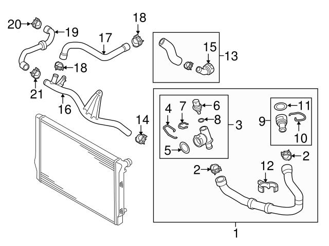 Genuine VW/Audi 7M3122291 Coolant Pipe; Right, Upper - Audi, VW ...