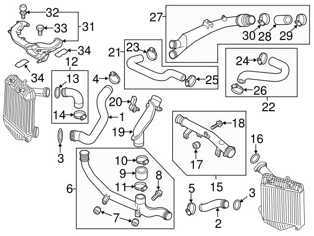 Genuine VW/Audi 7P0145738 Turbocharger Intercooler Pipe; Right - VW ...