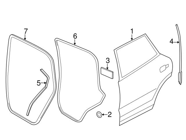 Genuine VW/Audi 7P0867367J Door Seal; Left, Right - VW | 7P0867367E ...
