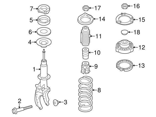 Genuine VW/Audi 7P6413032AK Shock Absorber; Front Right - VW ...
