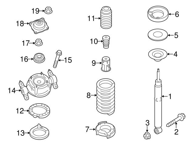 Genuine VW/Audi 7P6513029BA Shock Absorber; Rear Left or Right - VW ...