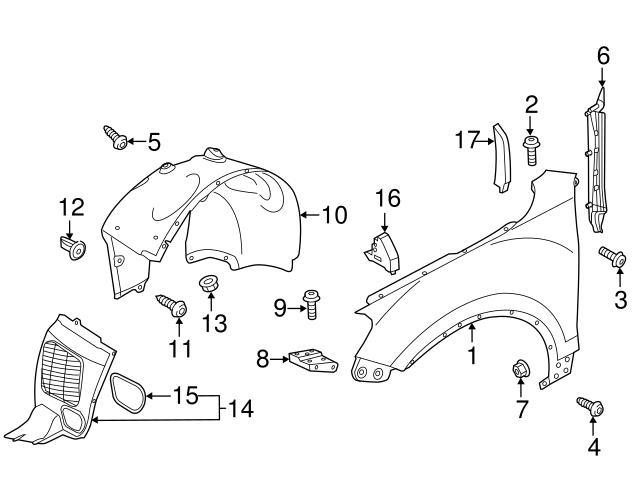 Genuine VW/Audi 7P6821151A Fender Bracket; Left SKU: 1447507-VW ...