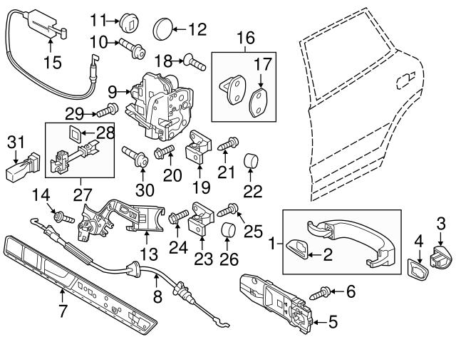 Genuine VW/Audi 7P6839885 Exterior Door Handle Base; Left, Right - VW ...