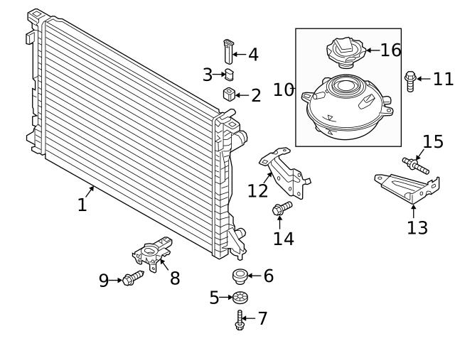 Genuine VW/Audi 80A121232AQ Engine Coolant Recovery Tank Bracket; Right ...