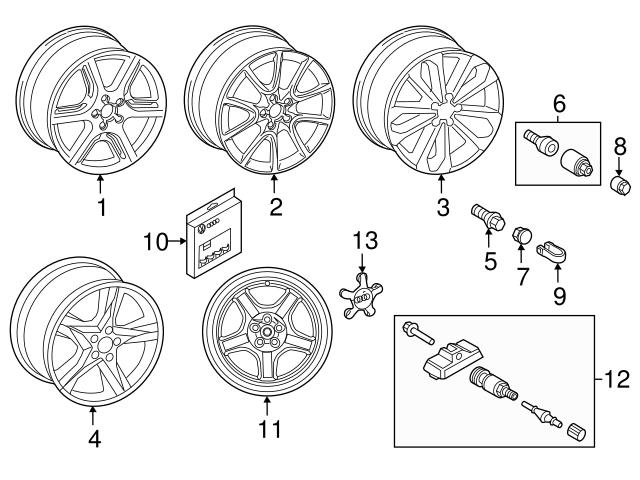 Genuine VW/Audi 83A071455 Wheel Lock Set - Audi | 8R0071336 AU83A071455