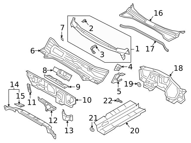 Genuine VW/Audi 83A802483A Cowl Crossmember - Audi | AU83A802483A