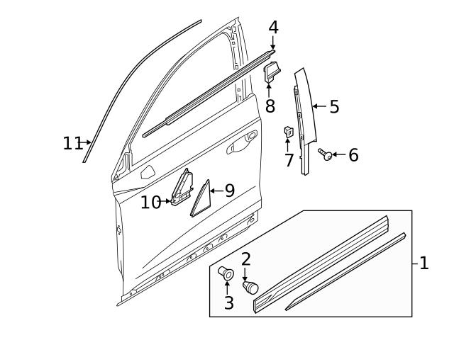 Genuine VW/Audi 83A837643AT94 Door Window Molding; Left - Audi ...