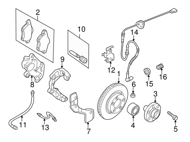 Genuine VW/Audi 8D0611721F Brake Hose/Line; Front Left - Audi, VW ...