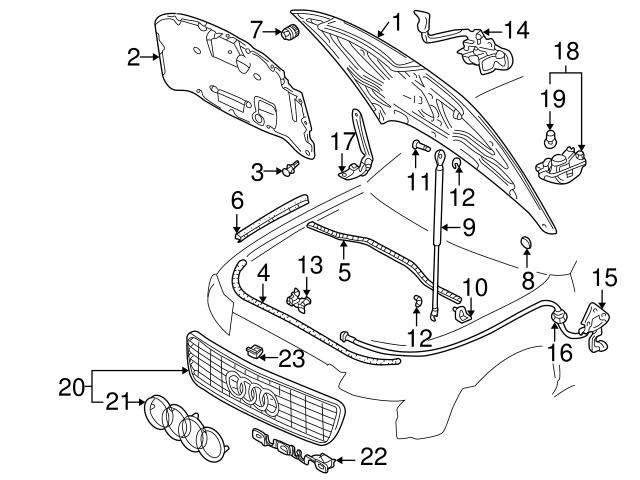 Genuine VW/Audi 8D0823509J Hood Lock - Audi | 8D0823509D AU8D0823509J