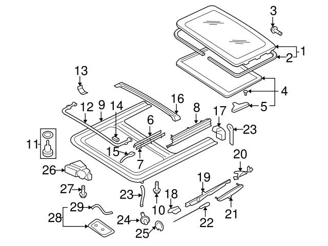 Genuine VW/Audi 8D5877483 Sunroof Guide Jaw; Left Front, Front Left ...
