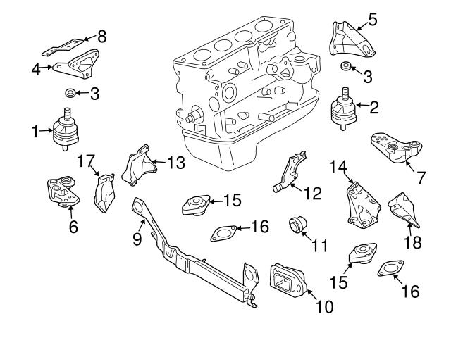 Genuine VW/Audi 8E0399151AP Auto Trans Mount; Left, Right - Audi ...