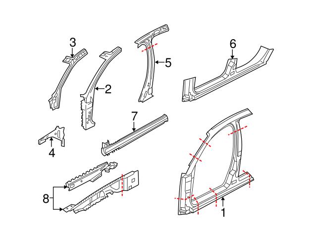 Genuine VW/Audi 8E0809848A Rocker Panel; Right, Right Outer - Audi ...