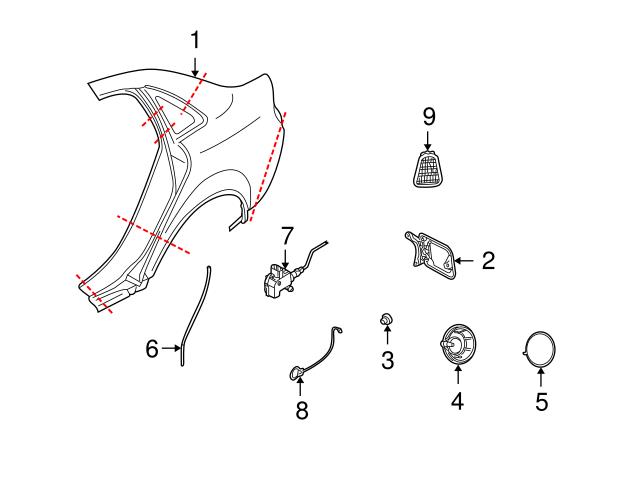 Genuine VW/Audi 8E0809933A Fuel Filler Housing; Rear - Audi | 8E0809933 ...