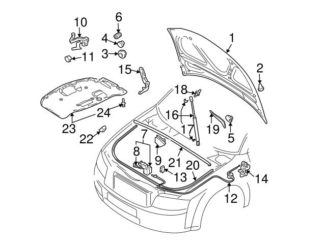 Genuine VW/Audi 8E0823731D Hood Seal; Front - Audi | 8E0823731C ...