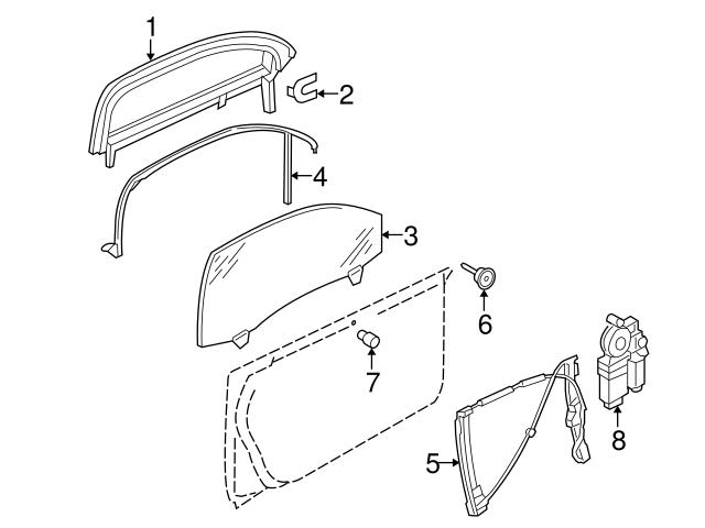 Genuine VW/Audi 8E0837439AL Quarter Window Glass Run Channel; Front ...